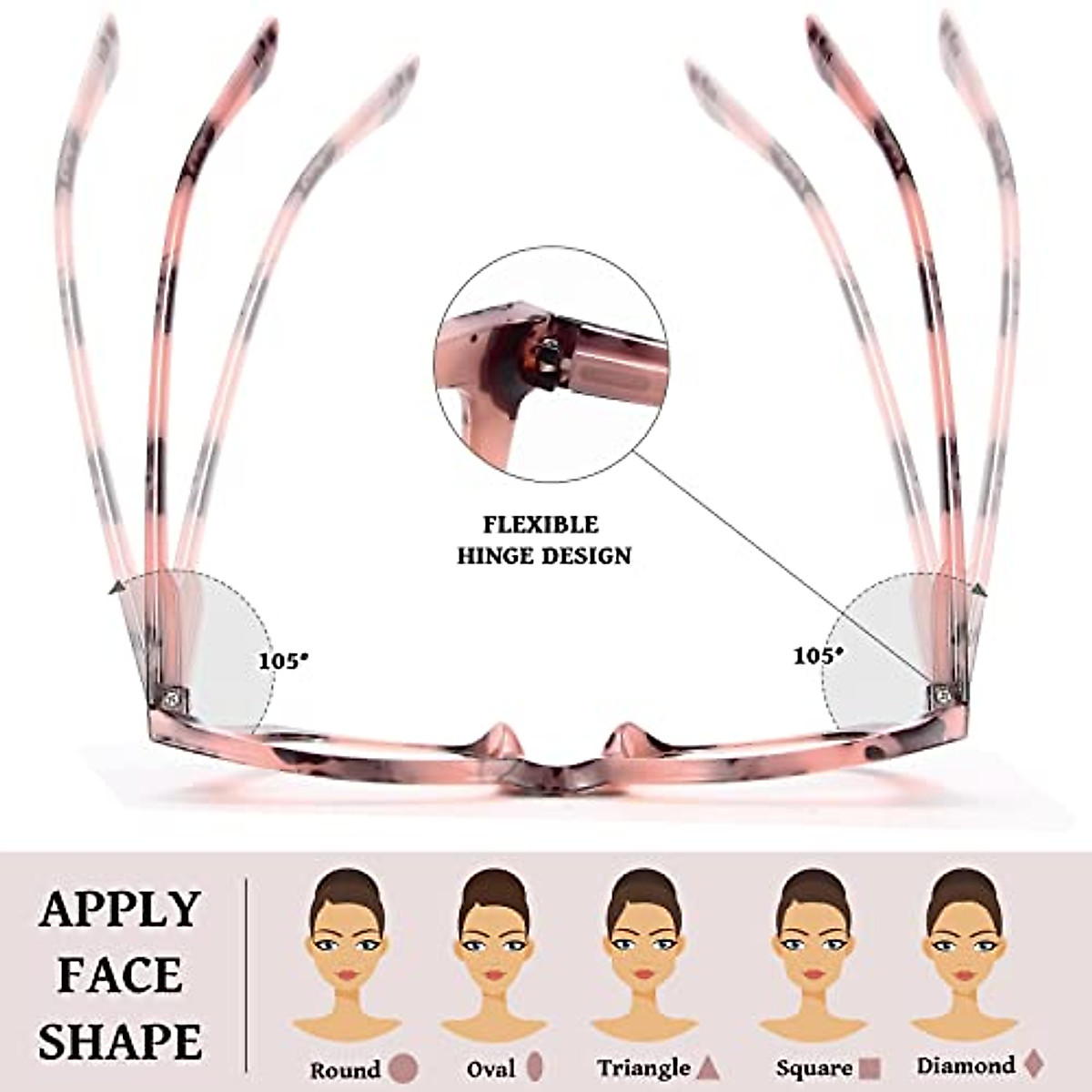 CCVOO 6 Pack Oprah Style Reading Glasses for Women Blue Light Blocking Computer Square Readers with Spring Hinge Men (A1 Mix, 2.0)