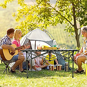 BOMOOMOO Camping Portable Folding Tables & 4Pcs Chairs Set, Collapsible Picnic Side Table & Chairs with Carrying Storage Bag, Black
