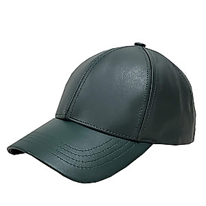 Emstate Genuine Cowhide Leather Unisex Adjustable Baseball Cap Made in USA (Hunter Green)