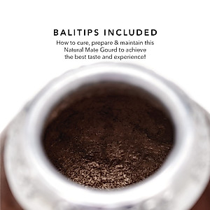 BALIBETOV Yerba Mate Gourd Set (Original Natural Handmade Yerba Mate Cup Argentina) - Includes Mate Tea Cup, Bombilla (Yerba Mate Straw) and Clean Brush - Classic Mate Cup and Bombilla Set (BROWN X2)