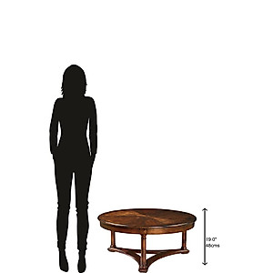 Hekman Furniture Bailey Round Coffee Table – Macadamia Finish, Lower Shelf, Rustic American Cherry Veneers & Select Solids, Lightly Distressed, Mid Century Modern Living Room Furniture