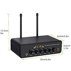 LiNKFOR UHF Wireless Handheld Microphone System, Bluetooth 5.0 | 30 Adjustable Frequencies | Optical/Coaxial/3.5mm AUX & MIC Input | Optical/3.5mm AUX Output for Karaoke, Wedding, Meeting