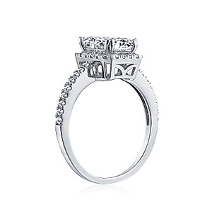 Bling Jewelry Timeless Classic Elegant 3CT Halo AAA CZ Art Deco Style Clear Rectangle Emerald Cut Engagement Ring For Women Cubic Zirconia Pave Thin 1 MM Band .925 Sterling Silver