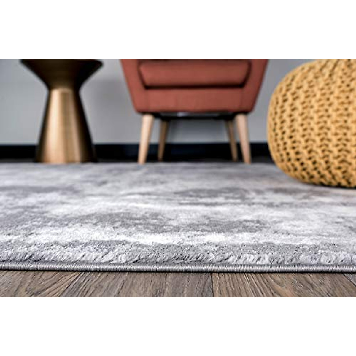 Rugshop Contemporary Abstract Distressed Area Rug 7'10" x 10' Gray