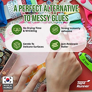 TAPE RUNNER Premium Double Sided Adhesive Tape Runners. Acid Free, PAT Approved. Perfect for Scrapbooking & Bullet Journal (Retractable (315 inches per Cartridge), 5 Cartridges)