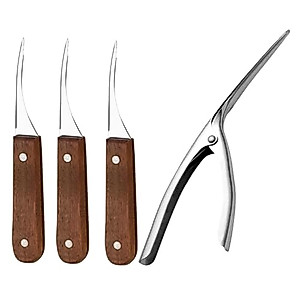 FELTECHELECTR 1 Set Stainless Steel Shrimp Opener Seafood Shell Peeler Shrimp Prawn Peeler Shrimp Line Prawn Cleaner Tool Shrimp Cutter Deveiner Shrimp Cleaner Shrimp Shell Remover Wooden