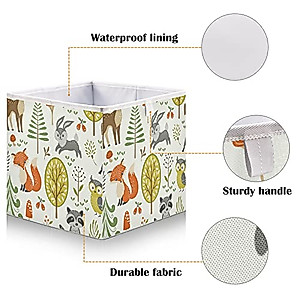 Kigai Owl Fox Rabbit Cube Storage Bins - 11x11x11 In Large Foldable Storage Basket Fabric Storage Baskes Organizer for Toys, Books, Shelves, Closet, Home Decor