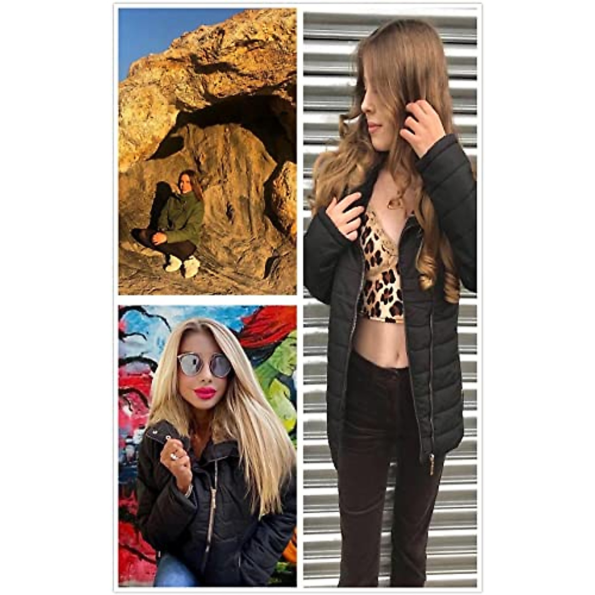 Dokotoo Womens Casual Ladies Winter Faux Fur Collar Zip Up Open Front Quilted Puffer Jacket Coat Outerwear with Pockets Black Small