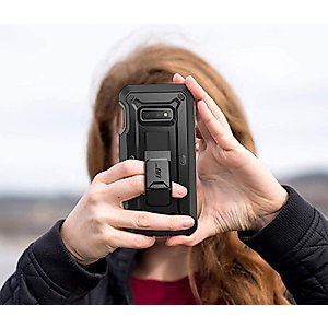 SUPCASE Unicorn Beetle Pro Series Designed for Samsung Galaxy S10e Case (2019 Release) Full-Body Dual Layer Rugged With Holster & Kickstand With Built-in Screen Protector (Black)