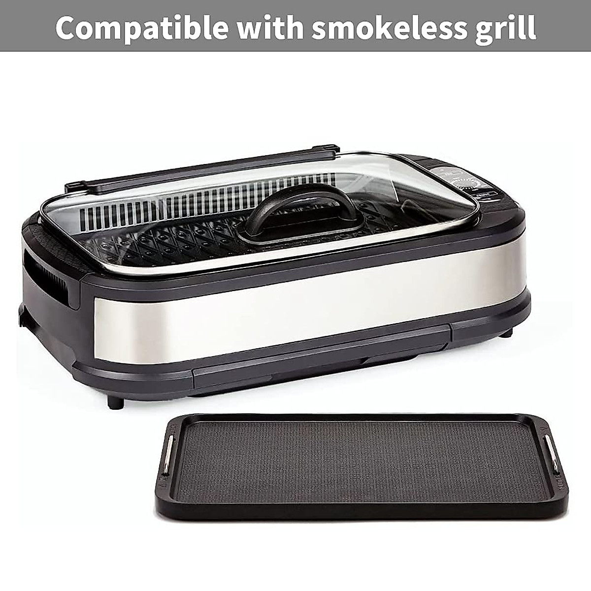 Flat Top Griddle for Stovetop, Non-Stick Griddle Grill Pan, Stove Top Grill,14.96" x 8.66", Works with Power XL,Chefman, Carl Schmidt Sohn, Cusimax, Techwood Smokeless Grill,Aluminum,Dishwasher Safe