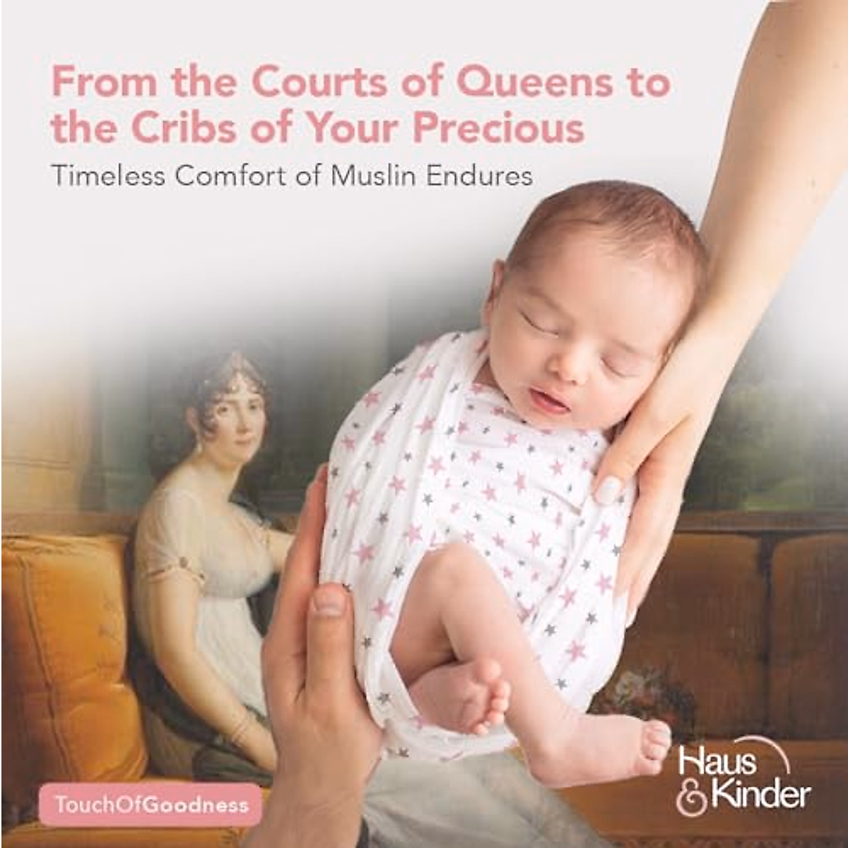 haus & kinder Muslin Swaddles for Newborns, Pack of 5 Super Soft & Skin-Safe Cotton Baby Swaddle Blanket, Receiving Blankets for Boys & Girls (Pink Edition)