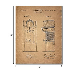 Beer Patent Wall Art Prints - Set Of 6 (8 Inches By 10 Inches) Vintage Bar Photos