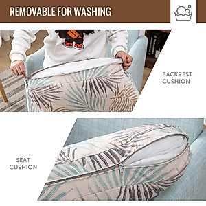 Icoget Accent Armrest Single Sofa Chair Fabric and Leather, Mid-Century Modern Chair w/Rubberwood Legs for Small Spaces, Comfy Living Room Upholstered Chair for Relaxing Reading - Brown