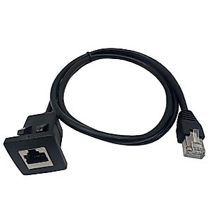 Qaoquda Cat5e RJ45 Square Flush Mount Cable, RJ45 Male to Female Shielded Ethernet Network Panel Mount Extension Cable for Car, Boat and Home Wall 1M/3Ft