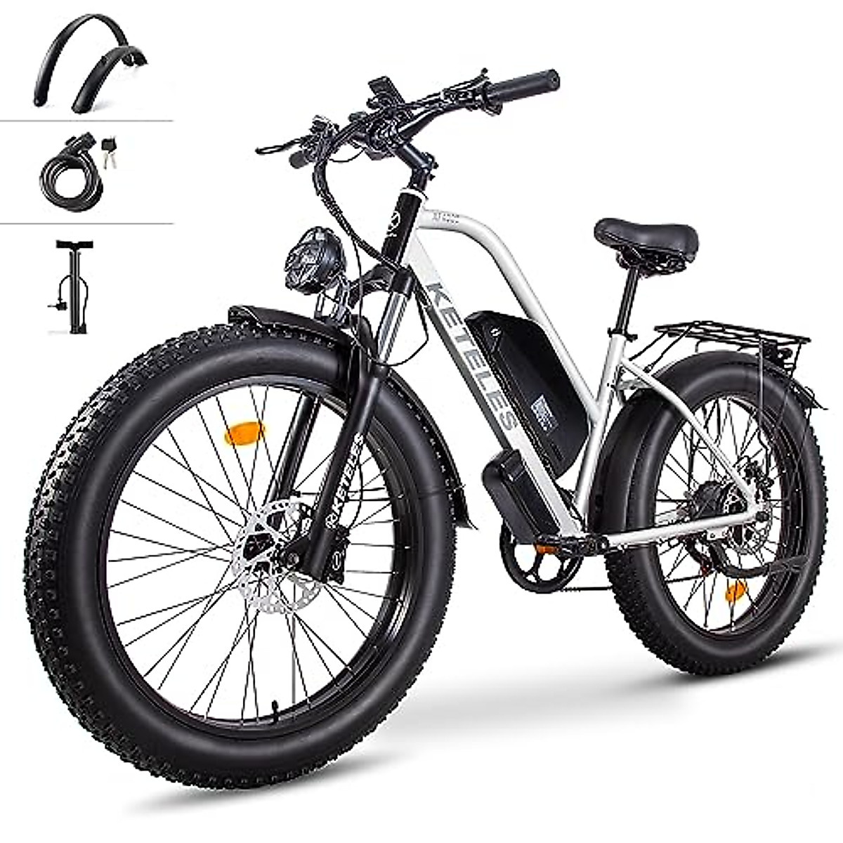 QIKAITU Electric Bike for Adults 1000W 30MPH 48V 23AH Ebikes for Men 26" Fat Tire Electric Bicycle Snow Beach Color LCD Display Electric Mountain Bike