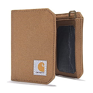 Carhartt Trifold Wallet, Durable for Men, Available in Leather and Canvas Styles, Nylon Duck (Carhartt Brown), One Size US