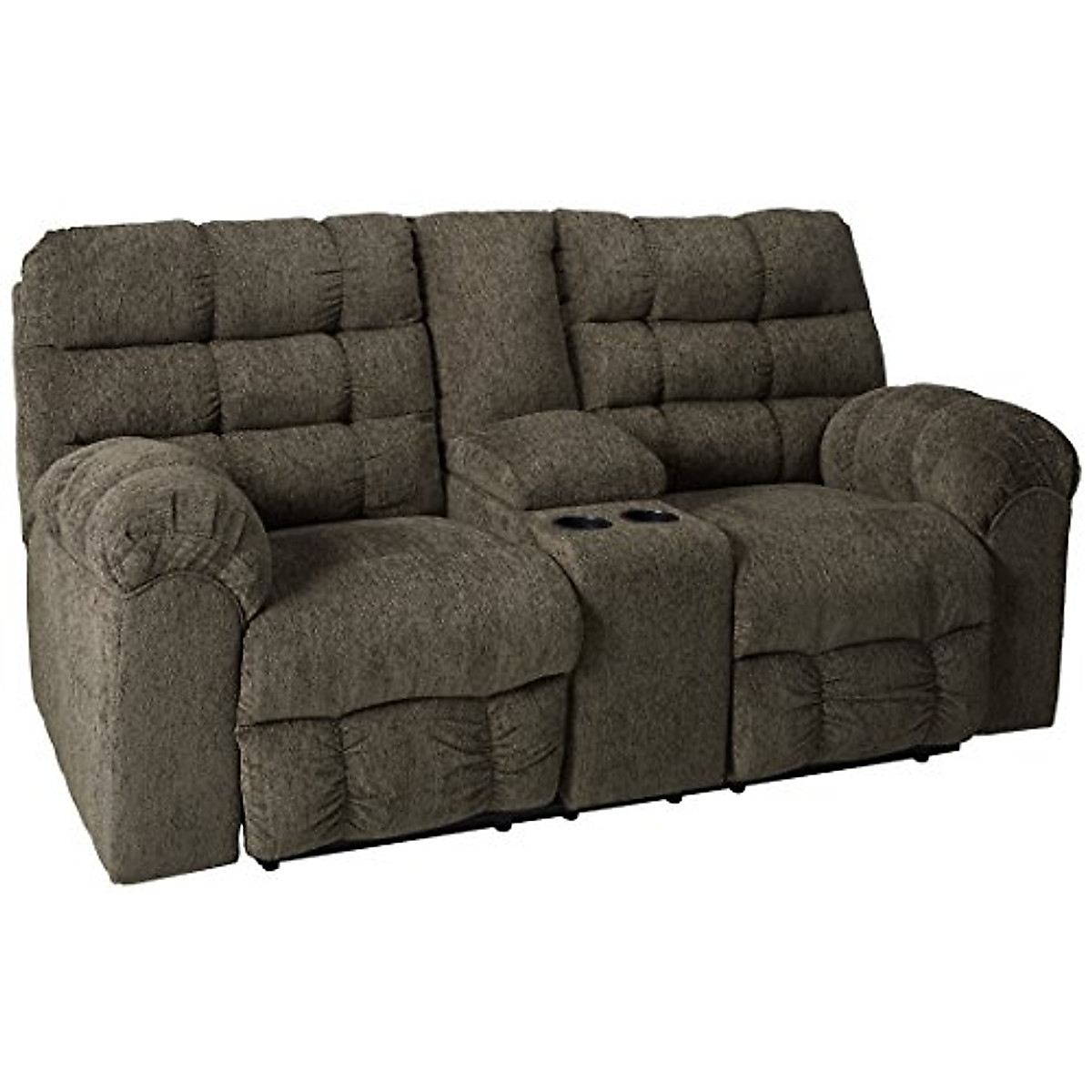 Signature Design by Ashley Acieona Oversized Manual Reclining Loveseat with Center Console & Cup Holders, Dark Gray