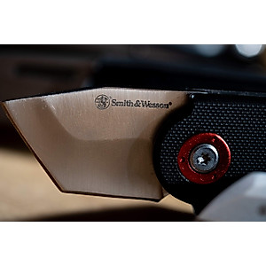 Smith & Wesson Benji 2.5in High Carbon S.S. Folding Keychain Knife with 1.75in Modified Tanto Blade and G10 Handle for Outdoor, Tactical, Survival and EDC , Black