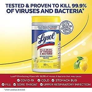 Lysol Disinfectant Wipes, Multi-Surface Antibacterial Cleaning Wipes, For Disinfecting and Cleaning, Lemon and Lime Blossom, 80 Count (Pack of 1)