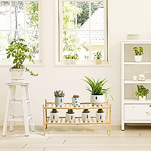 WANGMUXIA 2-Tier Bamboo Shoe Rack，Free Standing Shoe Racks Stackable Shoe Rack，Entryway，Hallway, Bathroom and Living Room，Multifunctional Bamboo Rack in Different Combinations (2-Tier)