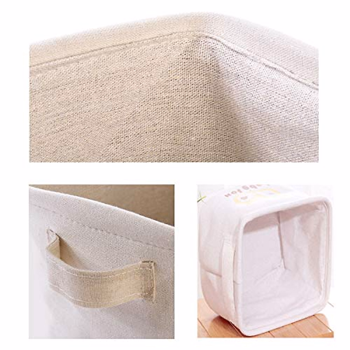 UJLN Mini Storage Bags Desktop Storage Bags Cotton Linen Storage Basket Foldable Storage Bins Family Organizer Box Decorative Bag 2Pcs (Bunting)