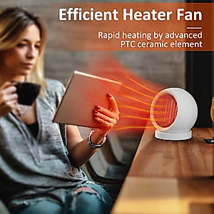 Lmkeji Desk Heater,600W Energy Efficient Desktop Heater for Indoor Use,Safe and Quiet for Bedroom Home Office Use(White)