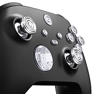 eXtremeRate Metal Silver Buttons for Xbox Core Wireless Controller, 11 in 1 Custom Aluminum Alloy Thumbsticks Dpad ABXY Start Back Share Home Keys Replacement Parts for Xbox Series X & S Controller