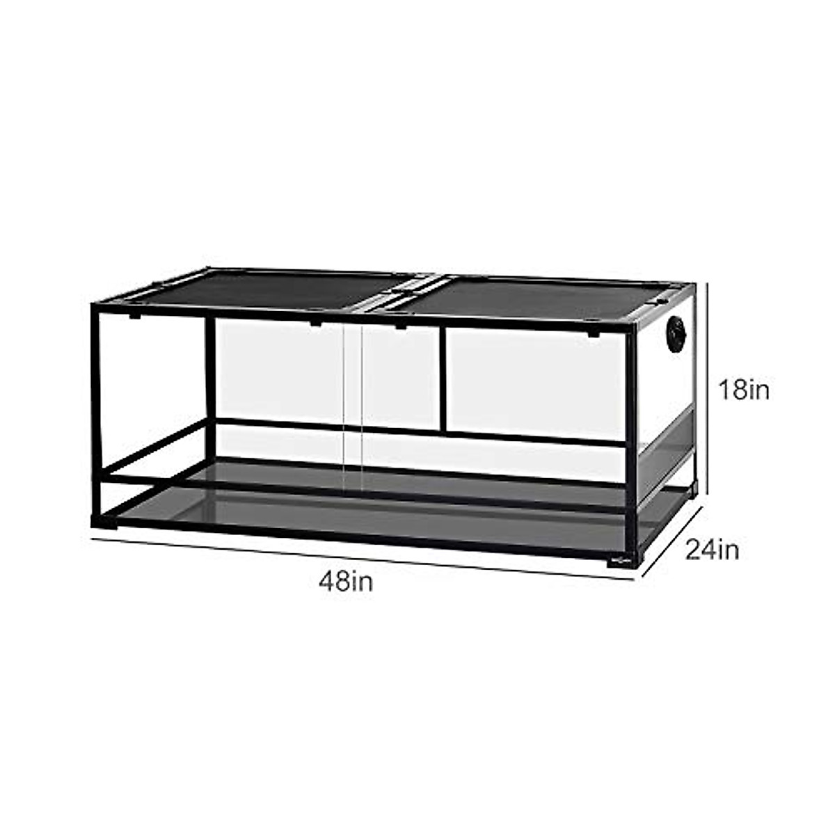 REPTI ZOO 85 Gallon Reptile Glass Terrarium, 48" x 24" x 18" Double Hinge Door with Screen Ventilation Reptile Terrarium (Knock-Down)