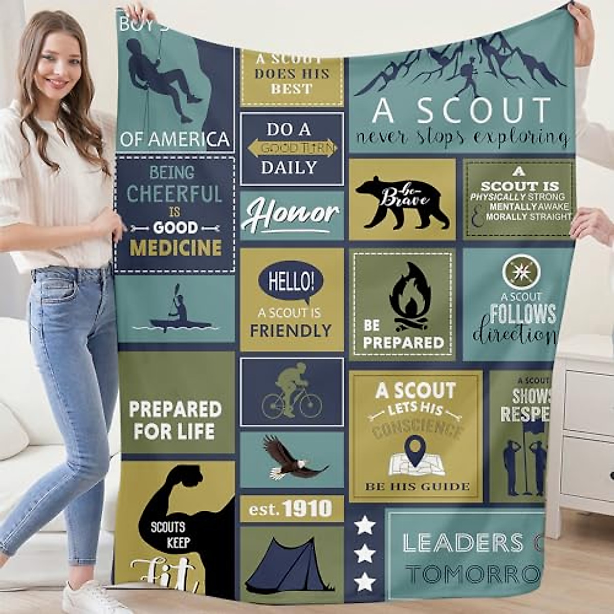 Scout Throw Blanket for Scout Lovers Soft and Fuzzy Fleece Scout Blanket Gifts for Scout Boys and Girls