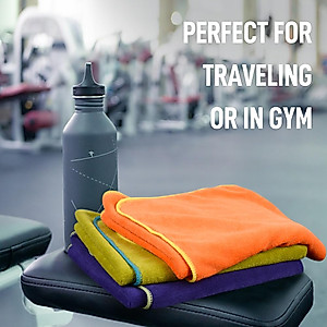 SINLAND Microfiber Gym Towels Sports Fitness Workout Sweat Towel Super Soft and Absorbent 3 Pack 16 Inch X 32 Inch