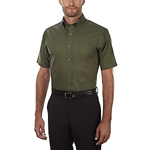 Van Heusen Men Short-Sleeve Wrinkle-Resistant Oxford (56850) - Dark Green - XX-Large