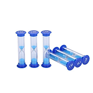 I-MART 6 Pcs Plastic 1 Minute Sand Timer Sandglass Hourglass Sand Clock, Blue