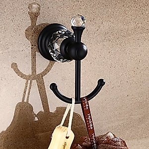 Ruddock YR6-1 Antique Oil-rubbed Bronze Robe Hooks Bathroom Crystal Brass Towel Hooks Accessories,Copper Bathroom Hardware