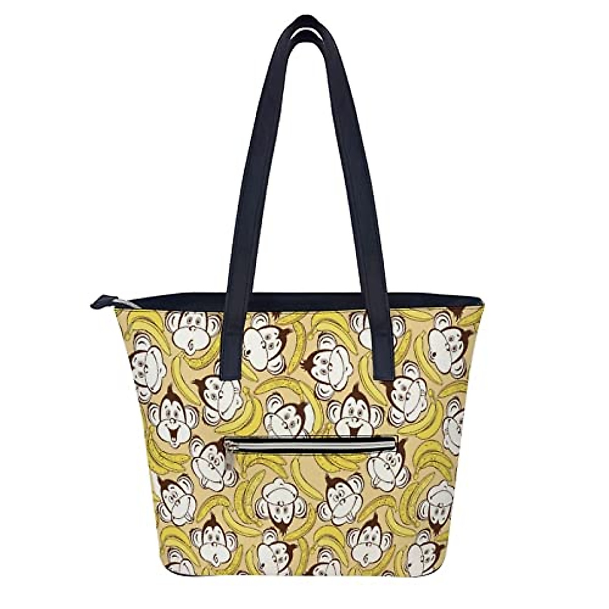 Monkeys Bananas Women's Tote Bag PU Leather Shoulder Bag Handbags Purse For Work Shopping Travel