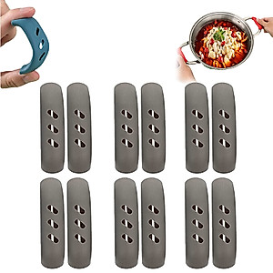 Silicone Anti-Scald Pot Handle Cover, 2023 New Anti- Scald Assist Handle Holder, Silicone Assist Handle Holder,Non-Slip Pot Holder Sleeve Pot Lid Handle Insulation Cover (Gray,6 Pairs)