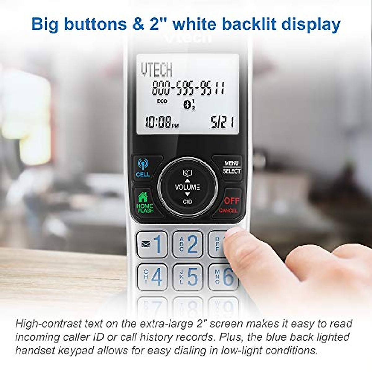 VTECH VS112-3 DECT 6.0 Bluetooth 3 Handset Cordless Phone for Home with Answering Machine, Call Blocking, Caller ID, Intercom and Connect to Cell (Silver & Black)
