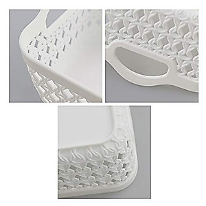 CadineUS Mini Plastic Basket Trays, White, Office Organizer Tray Baskets Set of 12