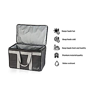 Insulated Food Delivery Bag - Professional Hot/Cold Thermal Carrier - Lightweight & Portable, For Catering, Restaurants, Delivery Drivers, Uber Eats, Grubhub, Postmates, etc..