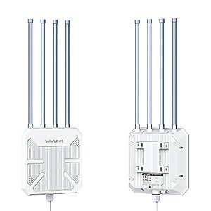 WAVLINK Outdoor WiFi 6 Wireless Access Point, AX1800 WiFi 6 Extender Long Range, Support Active PoE, 4x8dBi Antennas,Work with Starlink/Repeater/Router,IP67,Up to 128 Devices for Farm,Yard,RV,Campsite