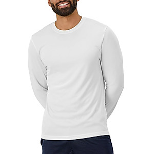 Hanes Men's Long Sleeve Cool Dri T-Shirt UPF 50+, X-Large, 2 Pack ,White