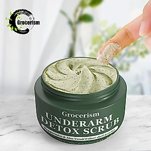 Armpit Detox and Body Scrub 8.8oz || with Peppermint and Aloe Vera for Odors Removing, Exfoliating, Moisturizing, Smoothen and Tighten, for Legs, Knee, Feet, Hands Whole Body