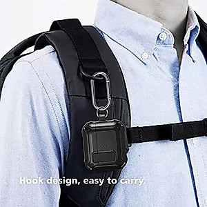 doeboe for AirPods 3rd Generation Case, Cover for AirPod 3 Generation Charging Case, Lock Lid Cover with Sturdy Keychain Supports Wireless Charging for Man Woman [LED Visible] (Black)