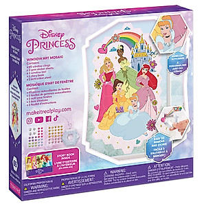 Make It Real Disney: Window Art Mosaic - Disney Princess - 70 pcs, Reusable Puzzle Window Clings, Creates a 9.5 x 16.5 Image, Kids Ages 6+