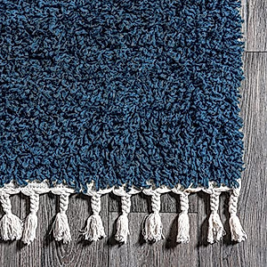 nuLOOM Neva Modern Tasseled Shag Area Rug, 7x9, Blue
