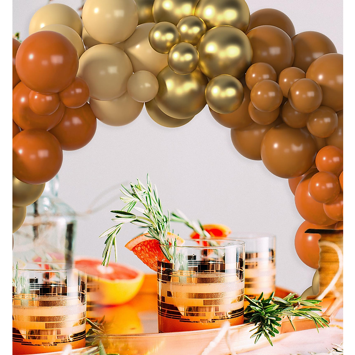 Orange Balloon Arch Brown Orange Black Double Stuffed Metallic Gold Blush Balloons Garland Kit for Fall Baby Shower Thanksgiving Party Decorations