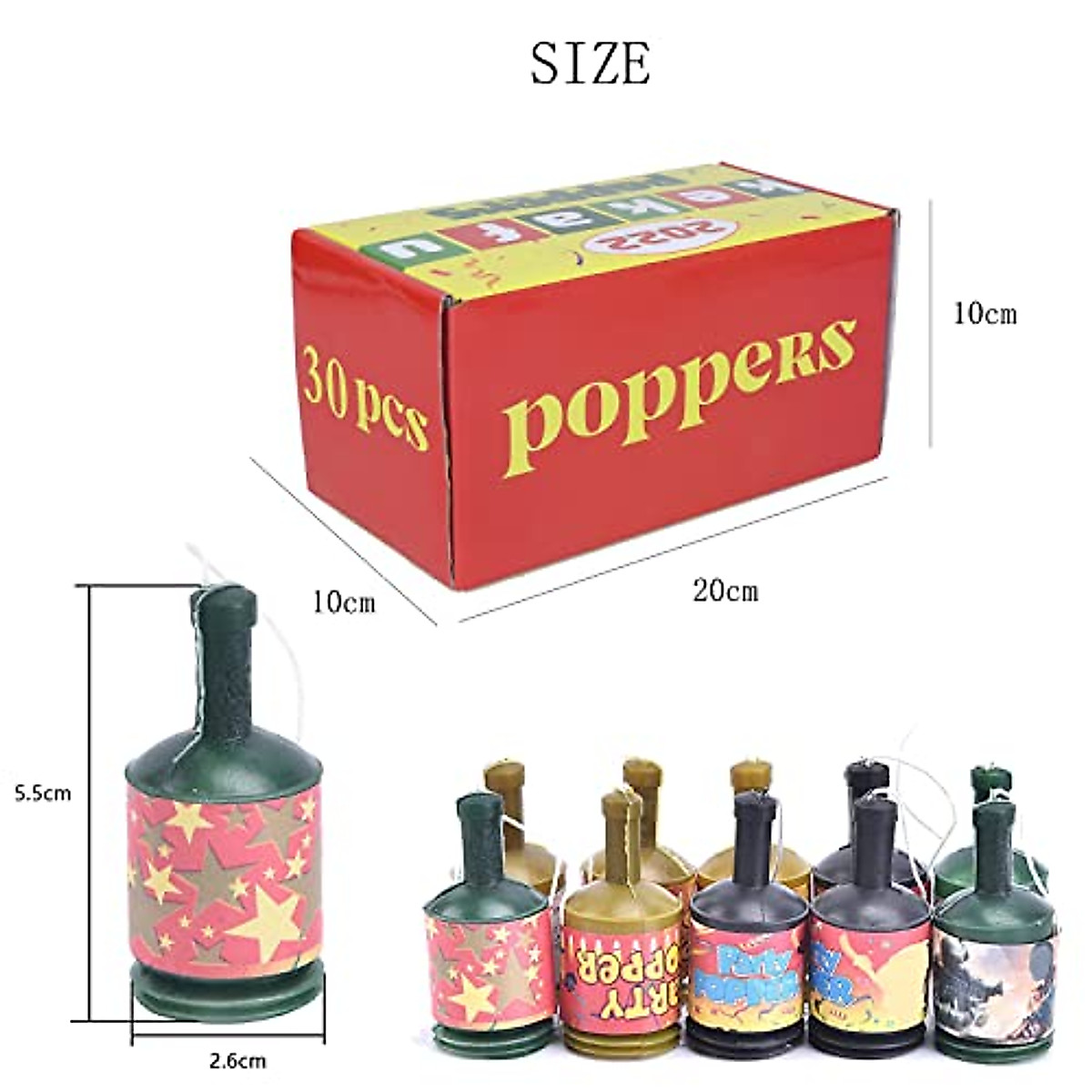 30Pcs Kids Mini Party Confetti Poppers Streamers Party Poppers for Wedding, Birthday, Graduation, Baby Shower kids toy Halloween Confetti Poppers for Party Supplies, Christmas New Year Decorations