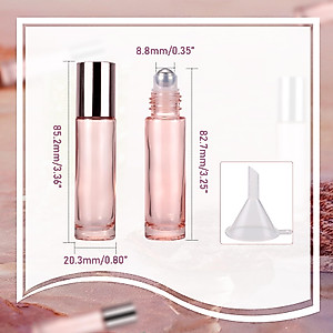 Kesell 14-Pack 10ml Glass Roller Bottles for Essential Oils - Travel- Refillable Perfume Bottles with Stainless Steel Roller Balls, Caps - Funnel for Aromatherapy, Perfumes
