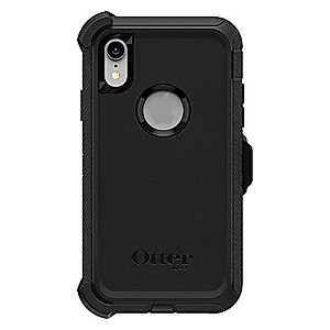 OtterBox iPhone XR Defender Series Case - BLACK, rugged & durable, with port protection, includes holster clip kickstand