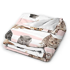 Docsckus Fuzzy Throw Blanket 350 GSM Fleece Ultra-Soft Microfiber Blanket for Adults Kids Gift Couch, Sofa, Bed Cute Cat 50"x40"