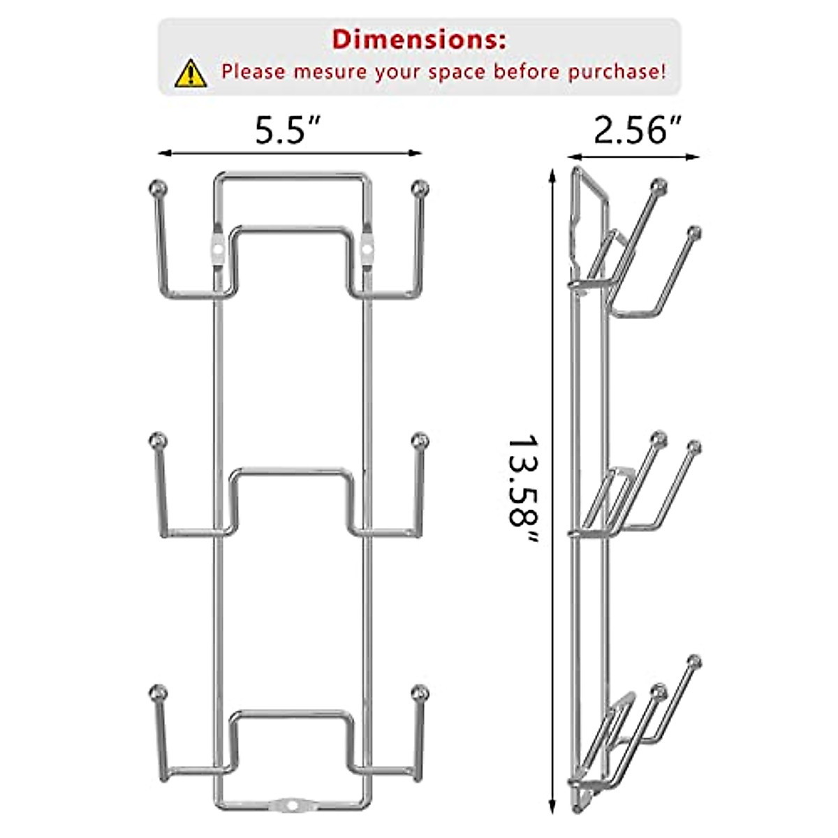 VZINO 2 Pack Pot Lid Organizer Rack for Cabinet Door/Wall, No Drilling Adhesive Wall/Door Mounted Pot and Pan Lid Holder, Plating Metal, Silver
